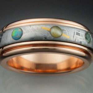 14k Rose Gold Nine Planets Ring with Meteorite & Gems - Metamorphosis ...