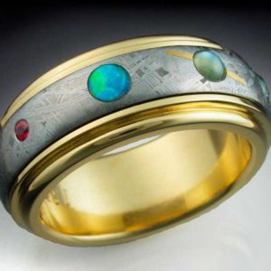 18k Gold Nine Planets Ring with Meteorite & Gemstones - Metamorphosis ...