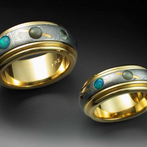 18k Gold Nine Planets Ring with Meteorite & Gemstones - Metamorphosis ...
