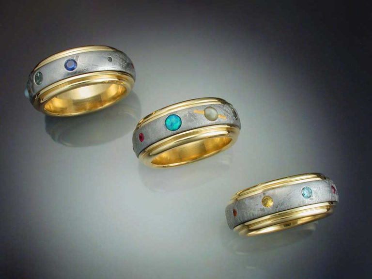 18k Gold Nine Planets Ring with Meteorite & Gemstones - Metamorphosis ...