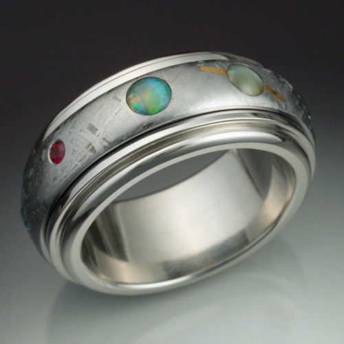 18k Gold Nine Planets Ring with Meteorite & Gemstones - Metamorphosis ...
