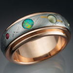 18k Gold Nine Planets Ring with Meteorite & Gemstones - Metamorphosis ...