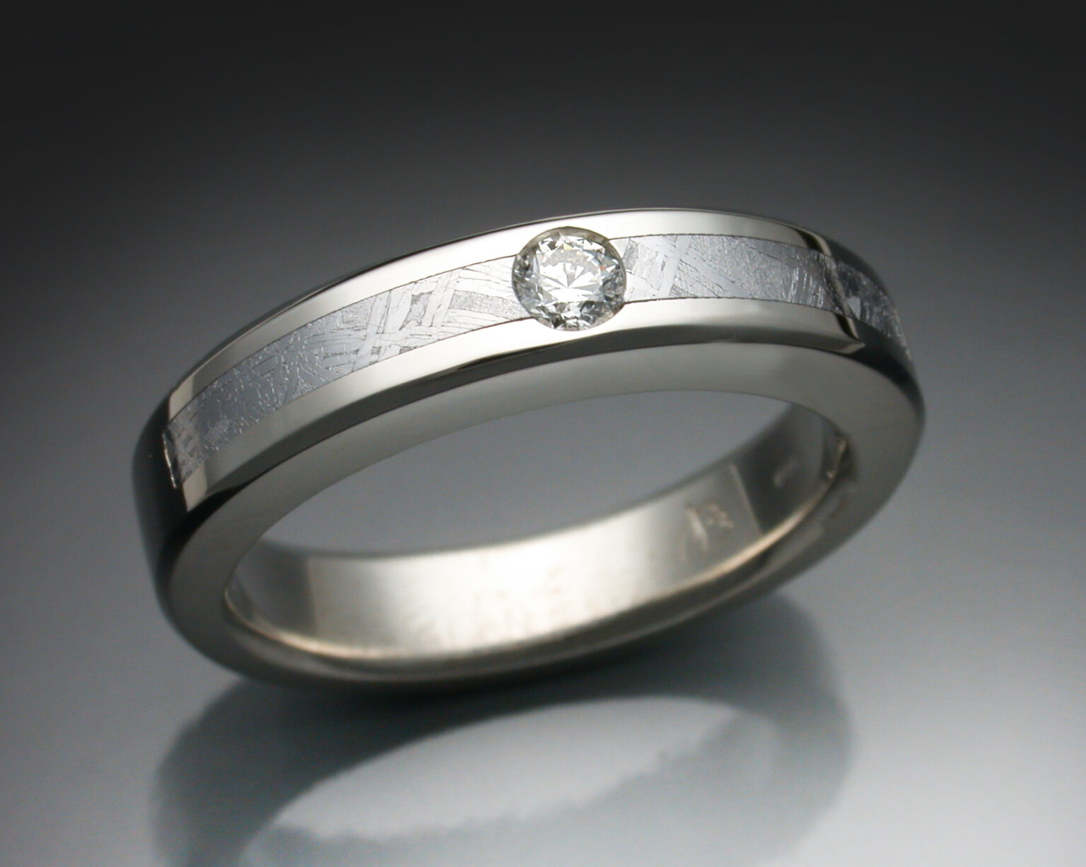 18k White gold, Diamond and Meteorite Ring - Metamorphosis Jewelry Design